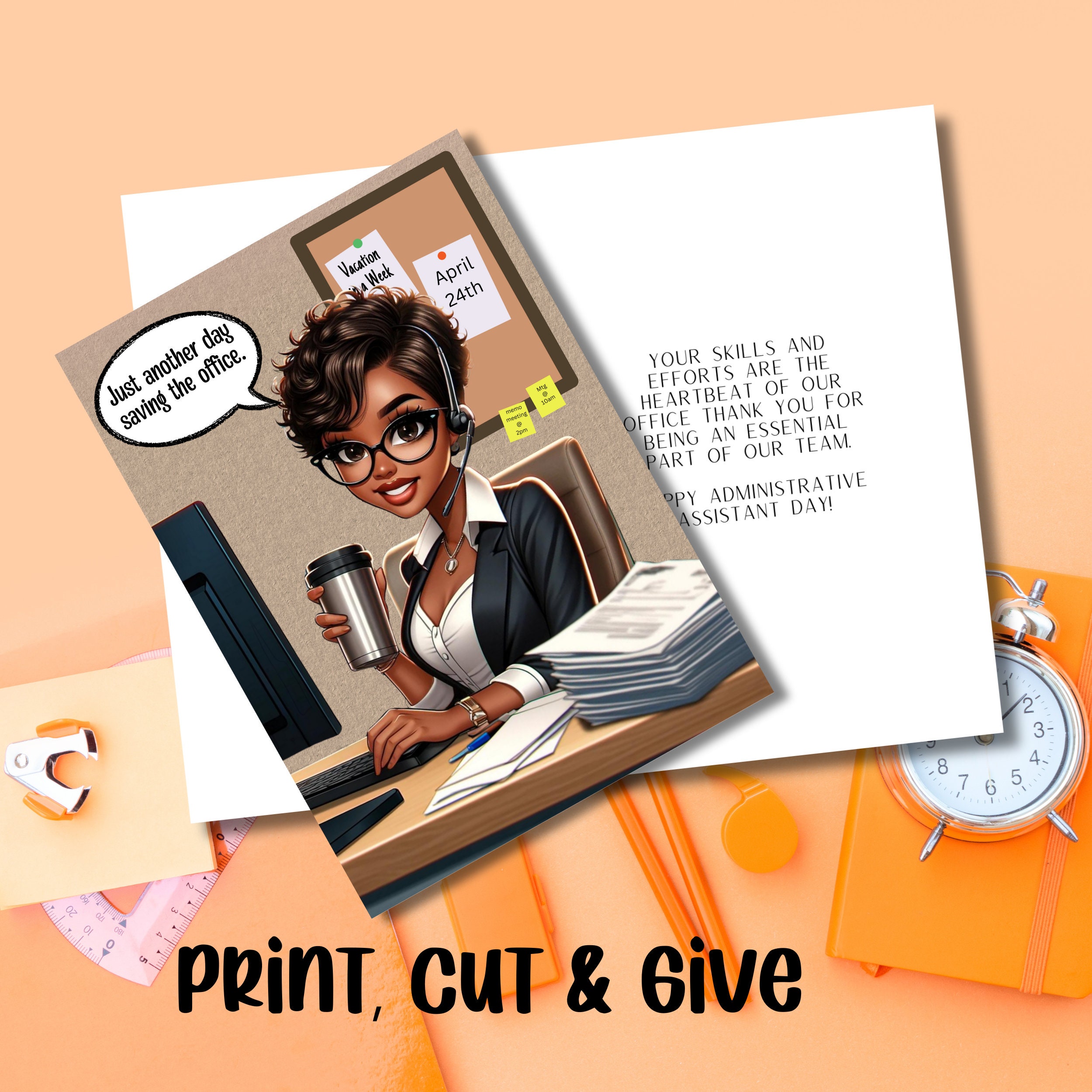 Administrative Assistant Appreciation Card: Black Woman Design (digital ...