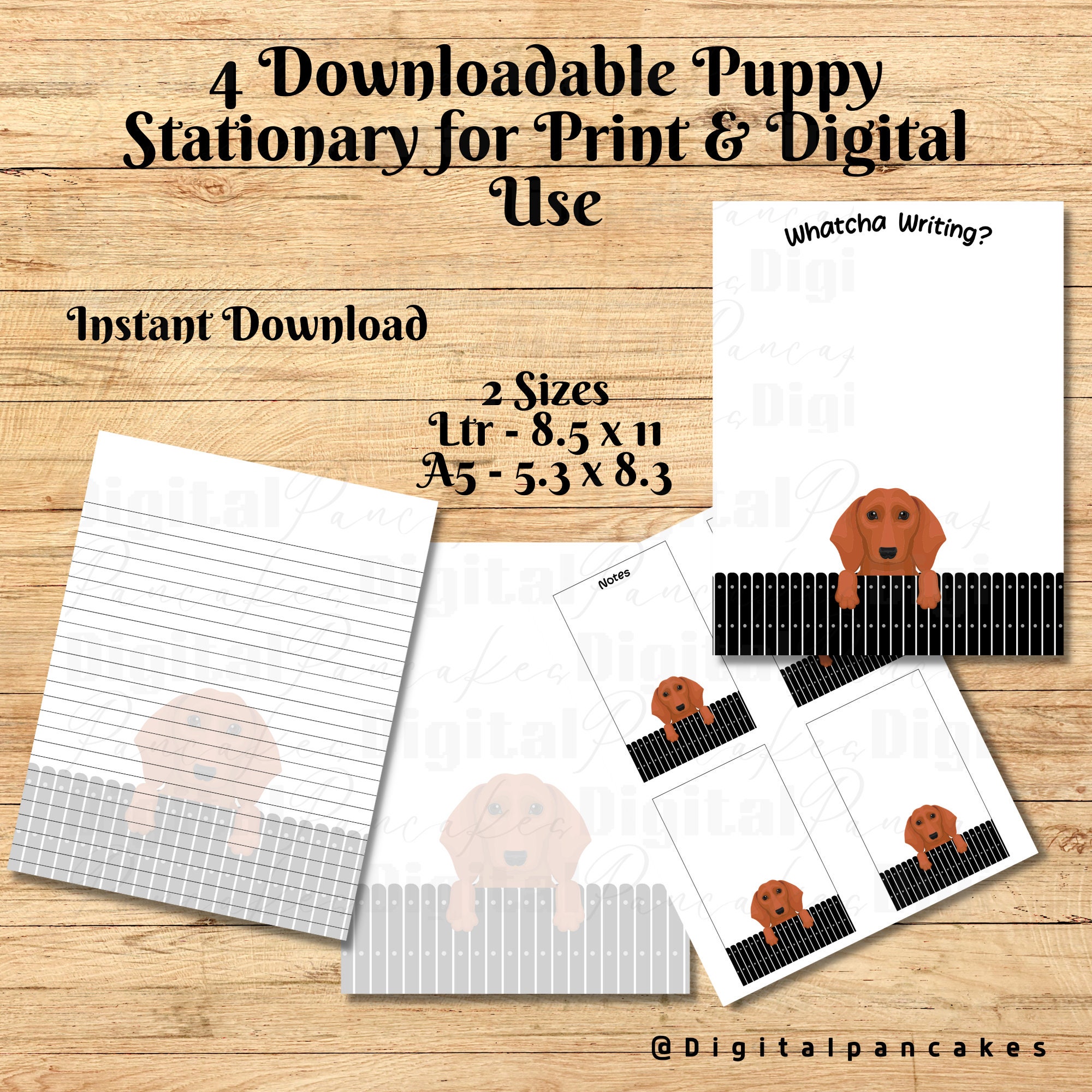 Puppy Dog Stationery: Printable Lined/unlined Paper (digital Download ...