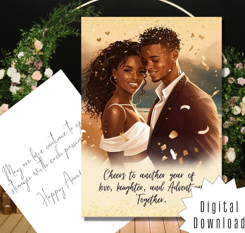 Black Love Anniversary Card: African American Couple (digital Download ...