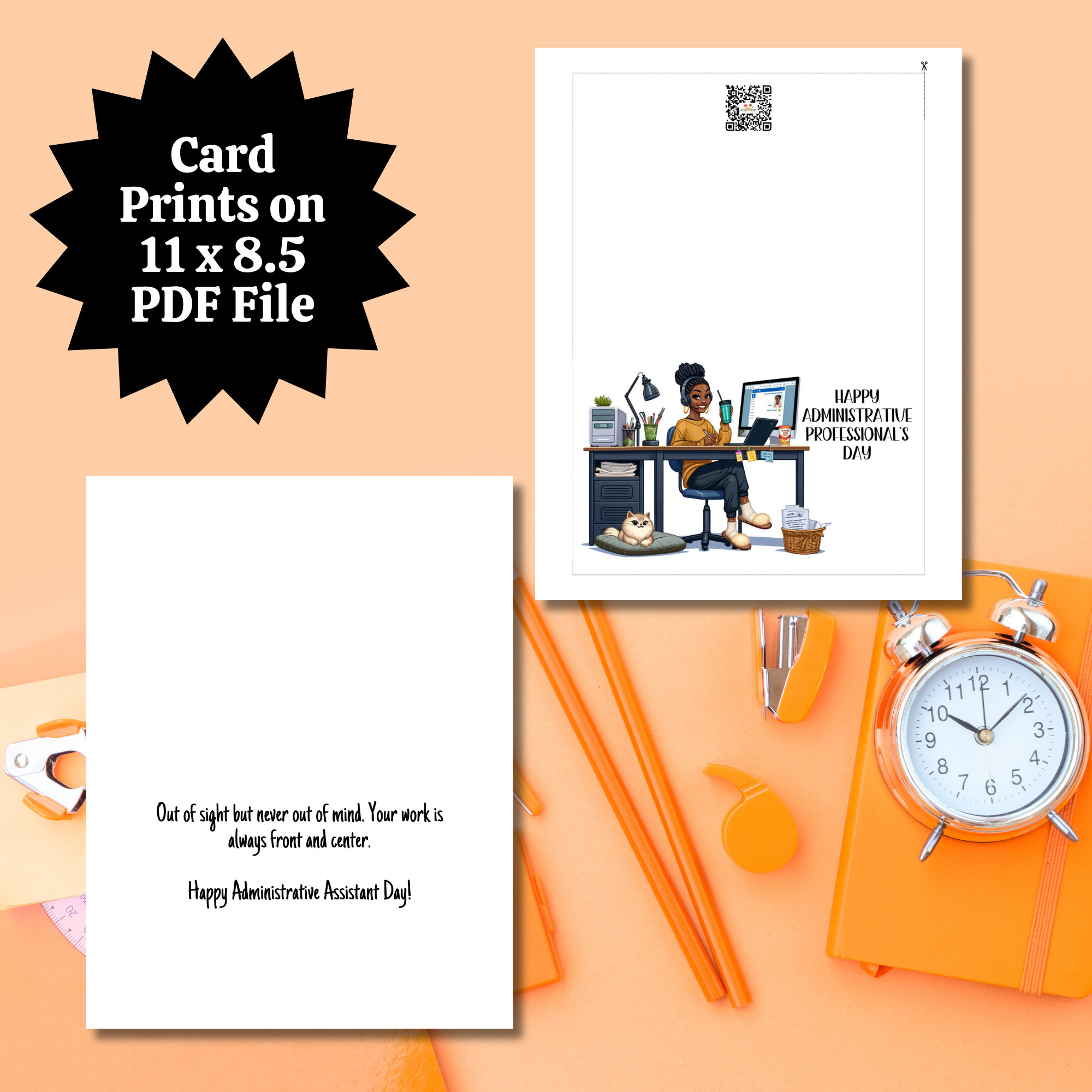 Virtual Assistant Card Black Woman | Admin Pro Day | Printable Card ...