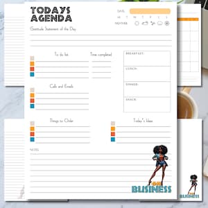 Daily Agenda Sheets | 5 Single Page Daily Desk Planner | Planner Bundle ...