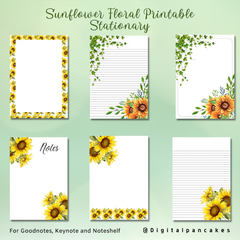 Sunflower Printables Bring Sunshine to Your Messages With - Etsy