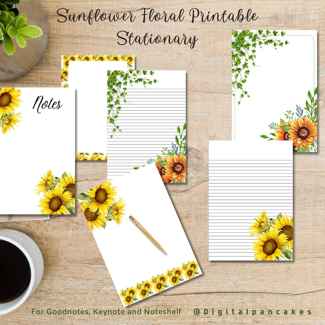 Sunflower Printables Bring Sunshine to Your Messages With - Etsy