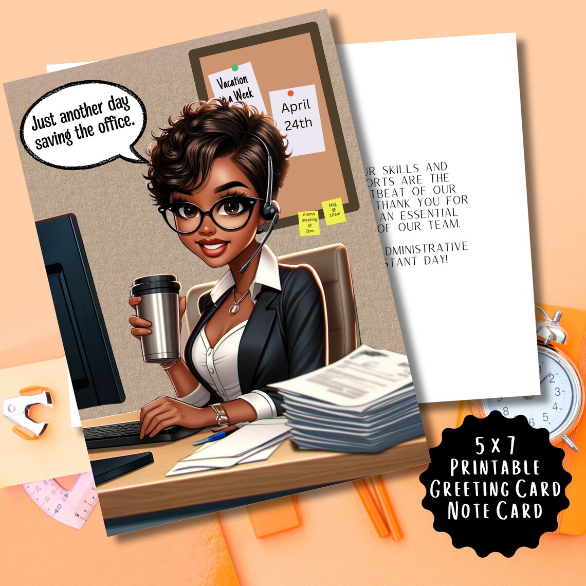 Administrative Assistant Appreciation Card: Black Woman Design (digital ...