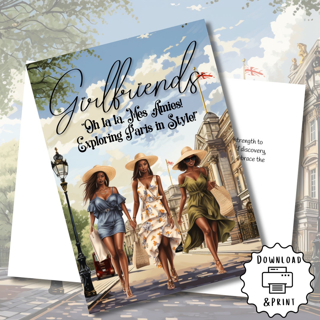 Girlfriends in Paris Greeting Card: Black Girl Affirmation (digital ...