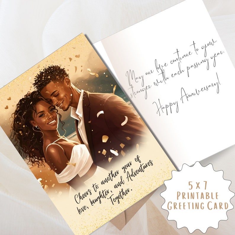 Black Love Anniversary Card: African American Couple (digital Download ...