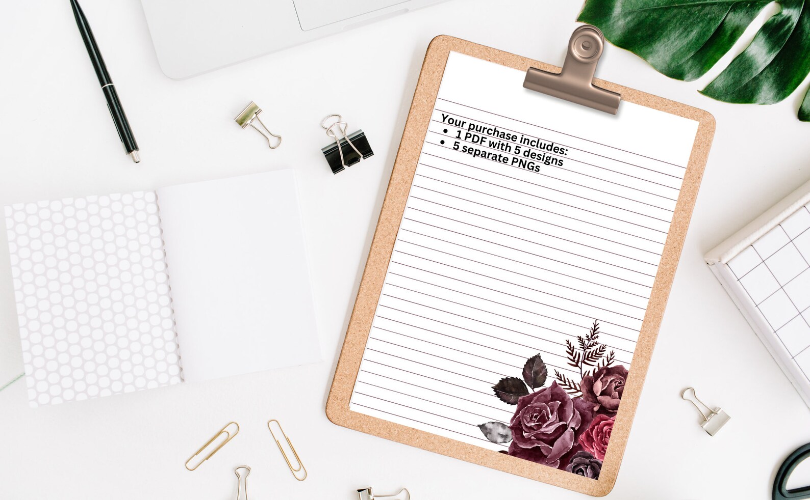 Red Rose PRINTABLE Stationery, 5 Digital/ Printable Designs. 3 Sizes 8 ...