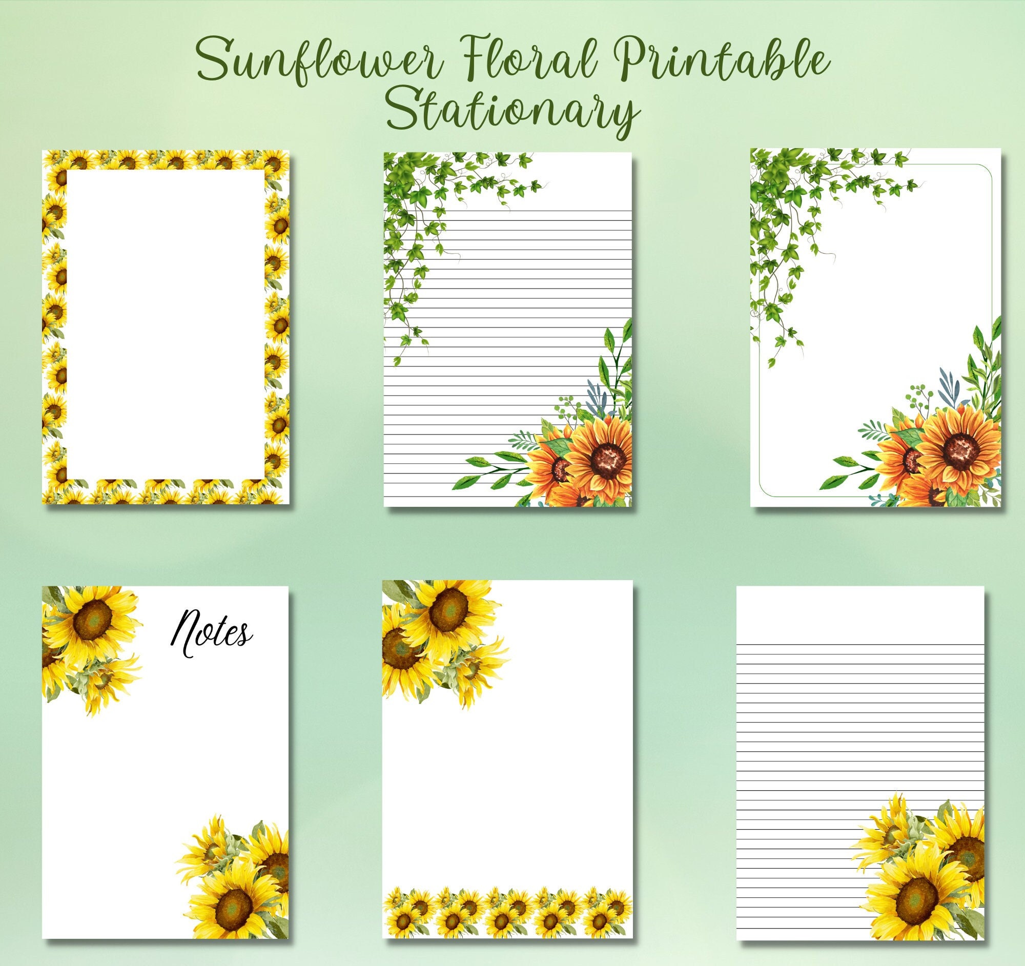 Sunflower Printables Bring Sunshine to Your Messages With Yellow ...