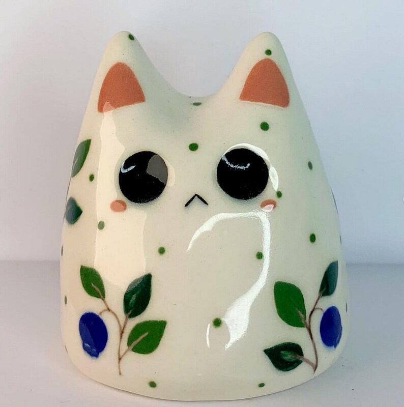 Whimsical Ceramic Cat Figurine, Adorable Cat Sculpture, Cat Lover Gift ...