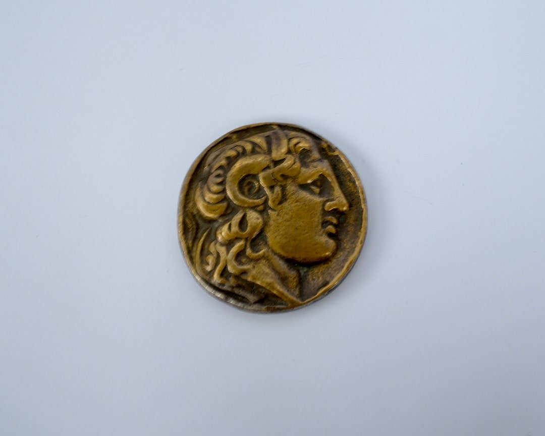 Vintage Heavy Brass Greek Coin Paperweight - Etsy