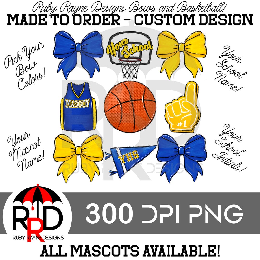 Custom Bows and Basketball Grid Design Made to Order PNG for ...