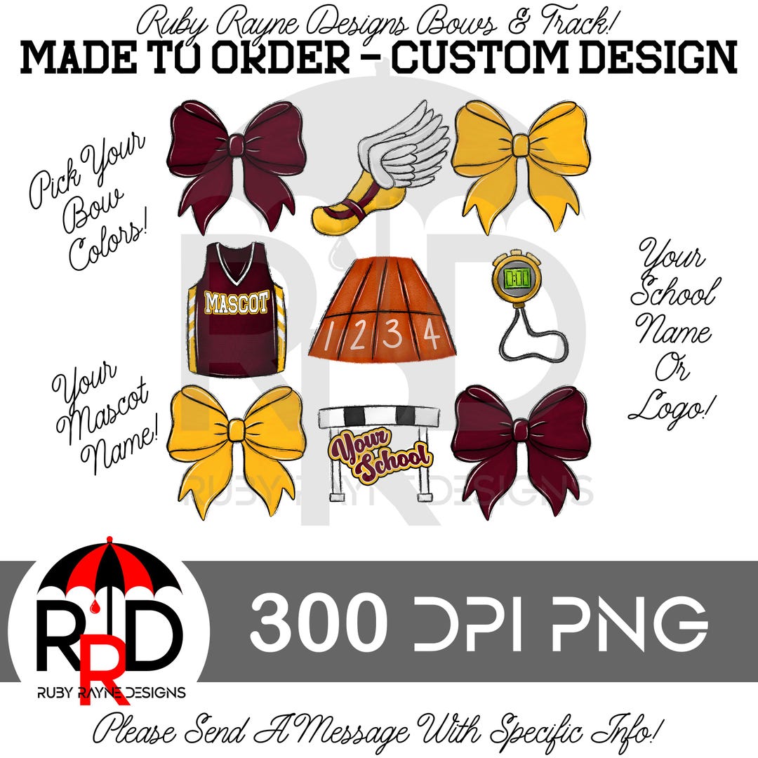 Custom Bows and Track Grid Design Made to Order PNG for Sublimation and ...