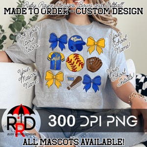 Custom Bows and Softball Grid Design, 300 Dpi, Your Mascot, School ...