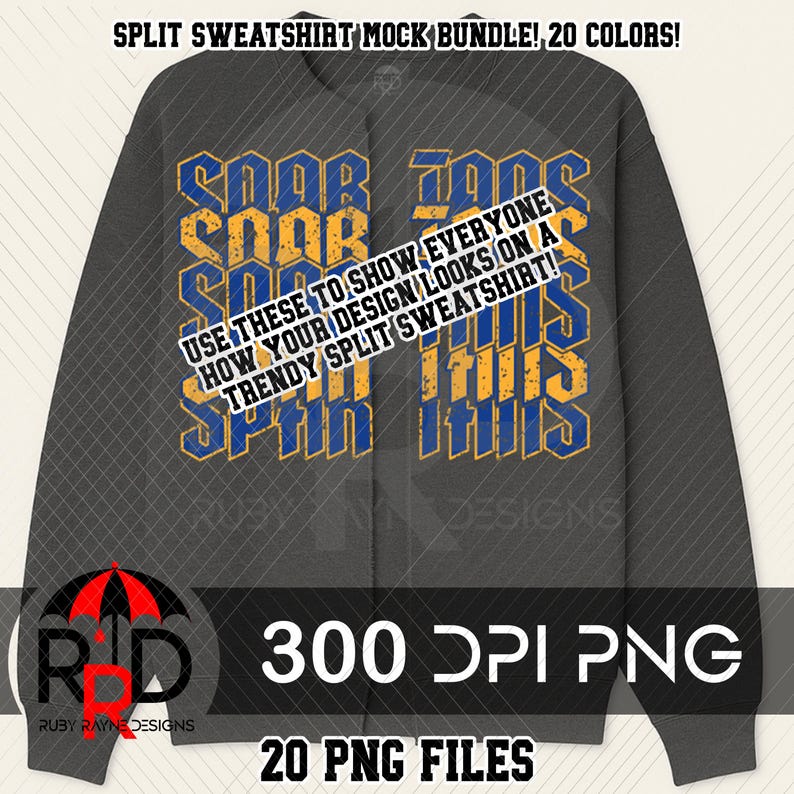 Split Sweatshirt Cardigan Blank Mock up Bundle, 20 Colors, 300DPI 7x7 ...