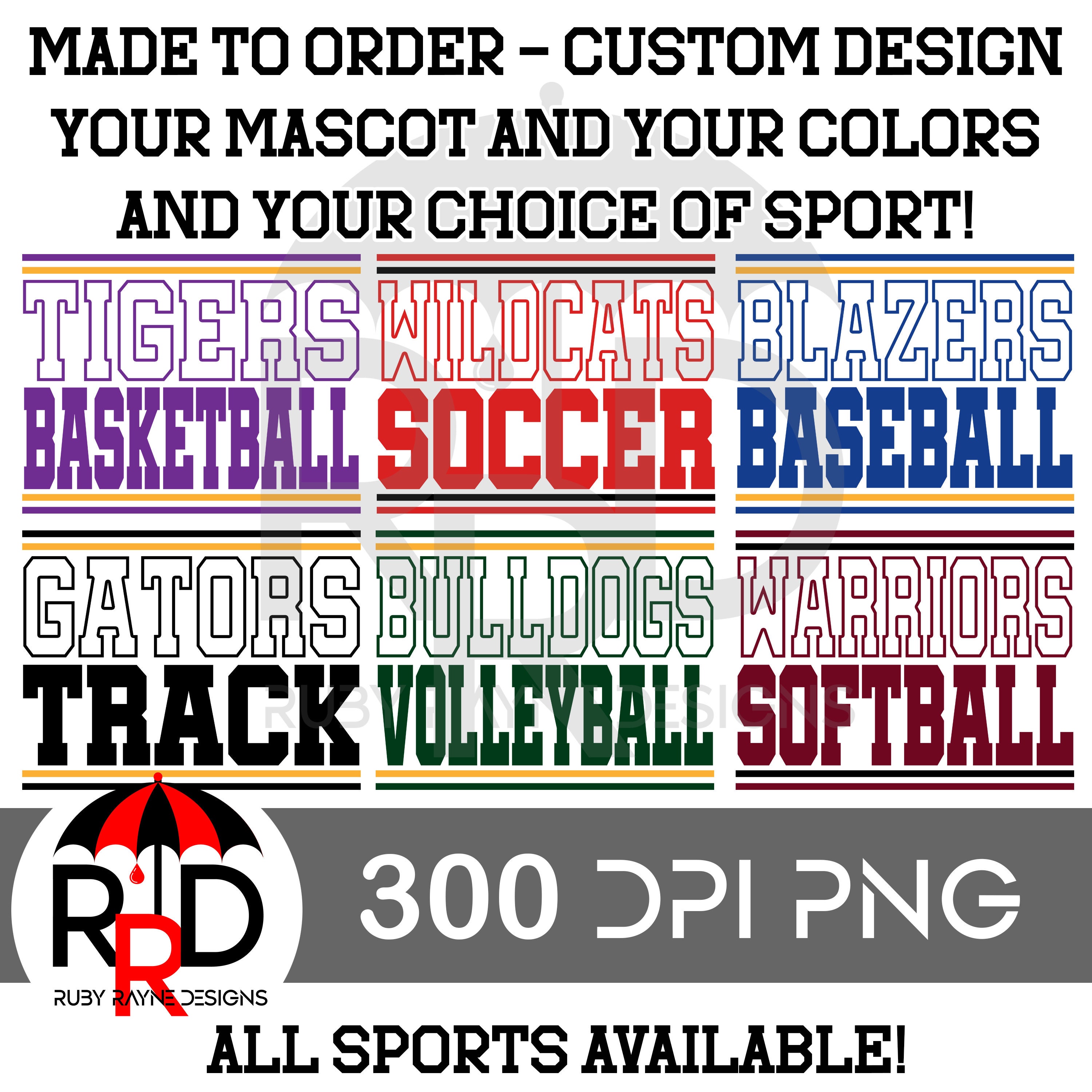 Inside Out Custom Two Line Mascot Made to Order PNG for Sublimation and ...