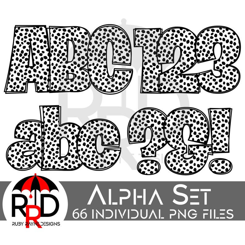 Spotty Dottie Dalmatian Alpha Doodle Set and Bonus Images 300dpi Pngs ...