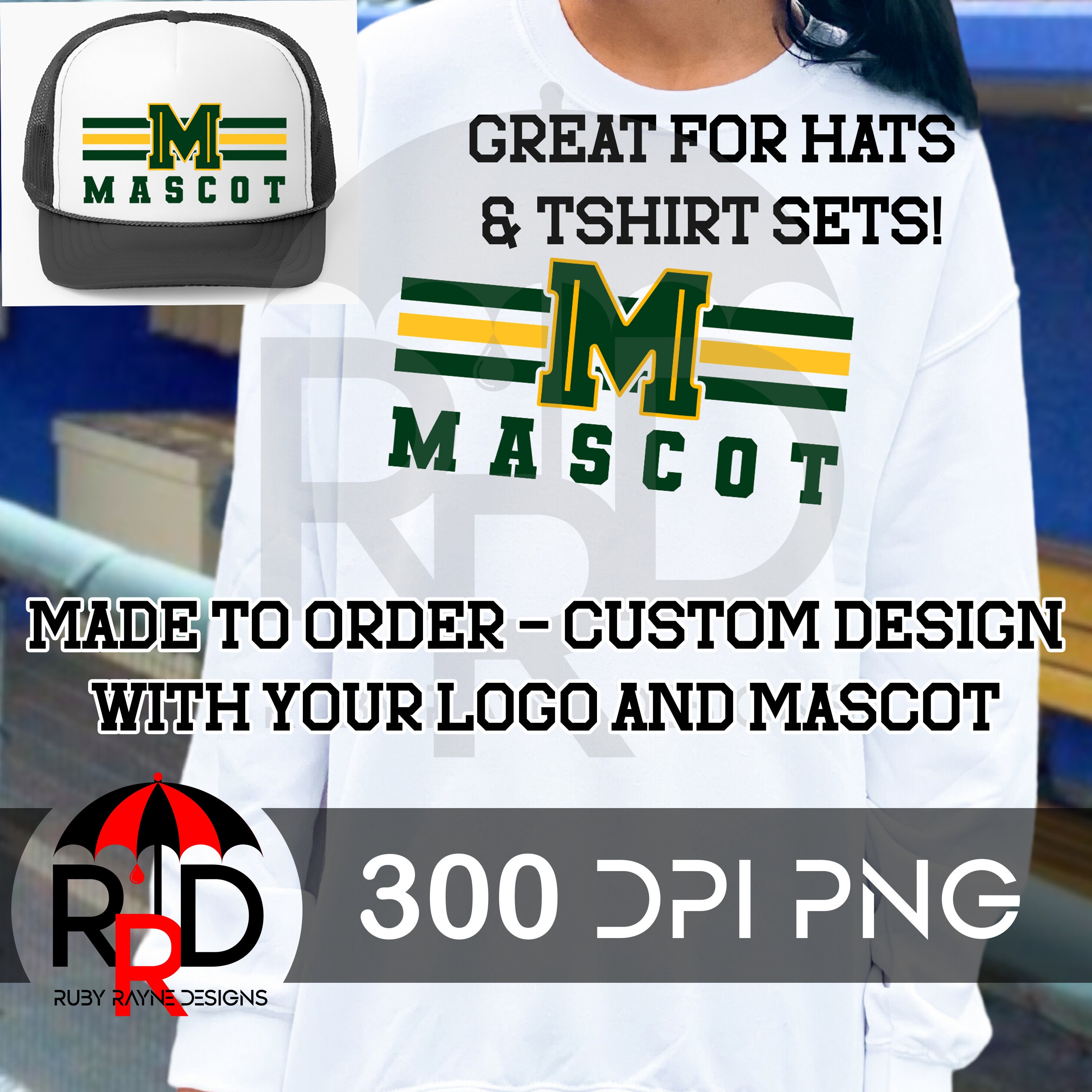 Custom Three Line Mascot Made to Order PNG for Sublimation and DTF ...