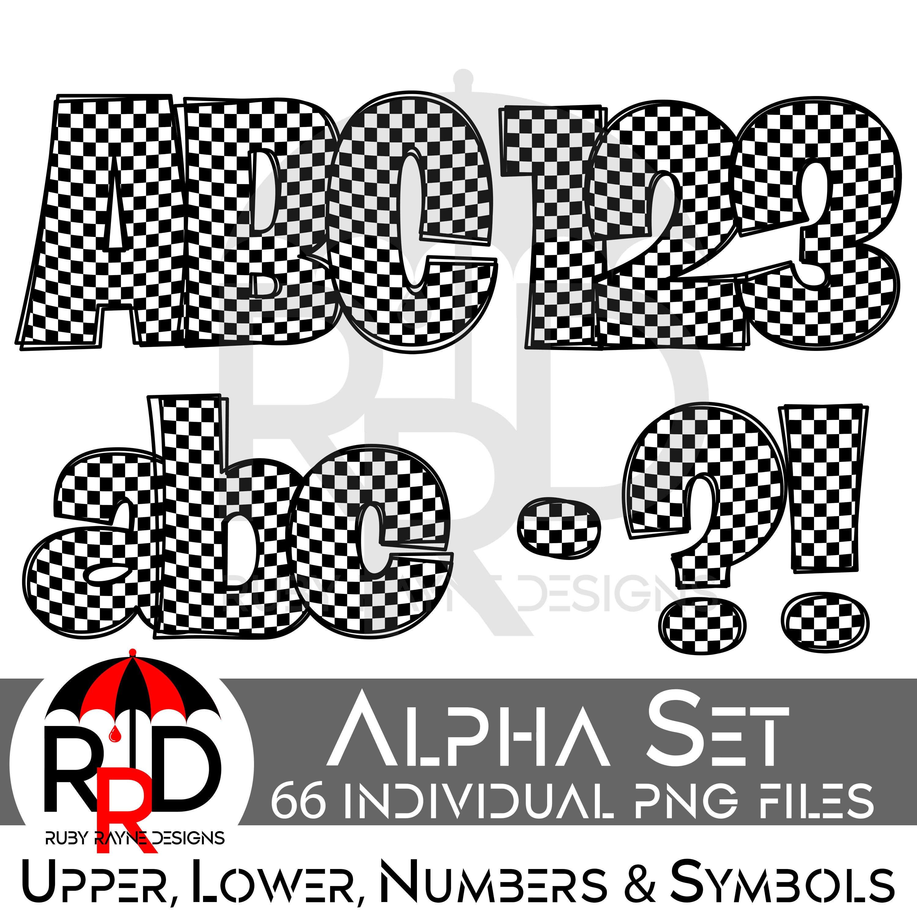 Checkerboard Black and White Alpha Doodle Set, 66 300dpi Pngs, Alpha ...