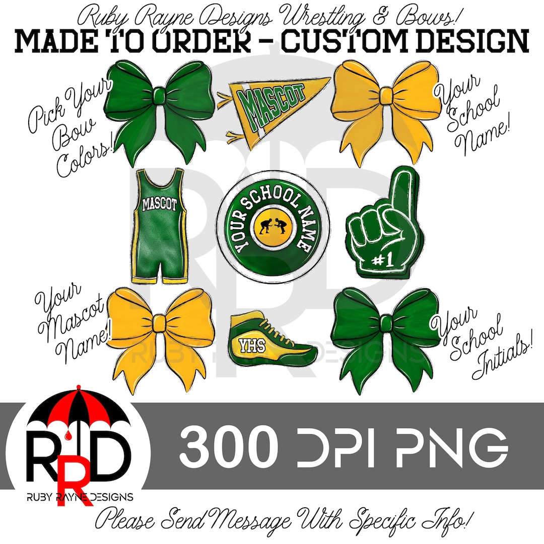 Custom Bows and Wrestling Grid Design Made to Order PNG for Sublimation ...