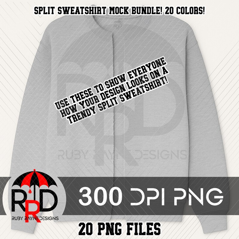 Split Sweatshirt Cardigan Blank Mock up Bundle, 20 Colors, 300DPI 7x7 ...