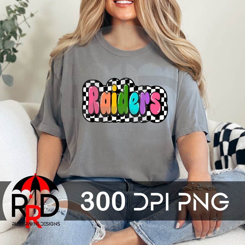 Checkered Flag Bubble Words Raiders PNG for Sublimation and DTF Prints ...