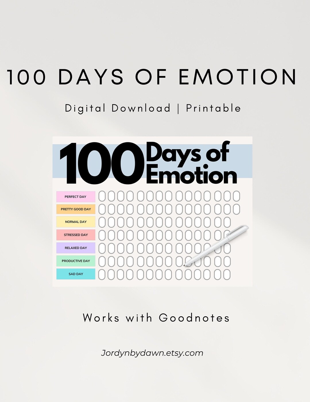 Mood Tracker | Daily Mood Tracker | Digital Mood Tracker | 100 Days of ...