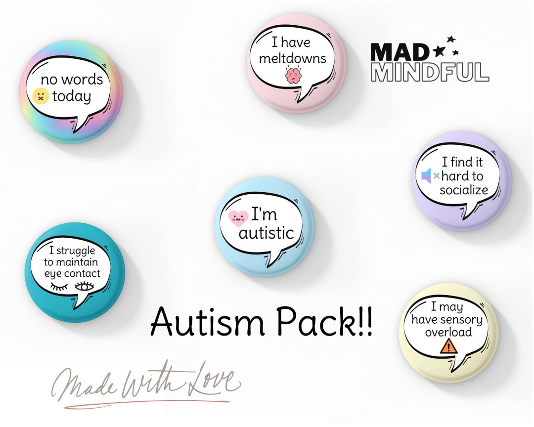 Autism Badge Set INCLUDES 6 Badges Autism Awareness Set - Etsy