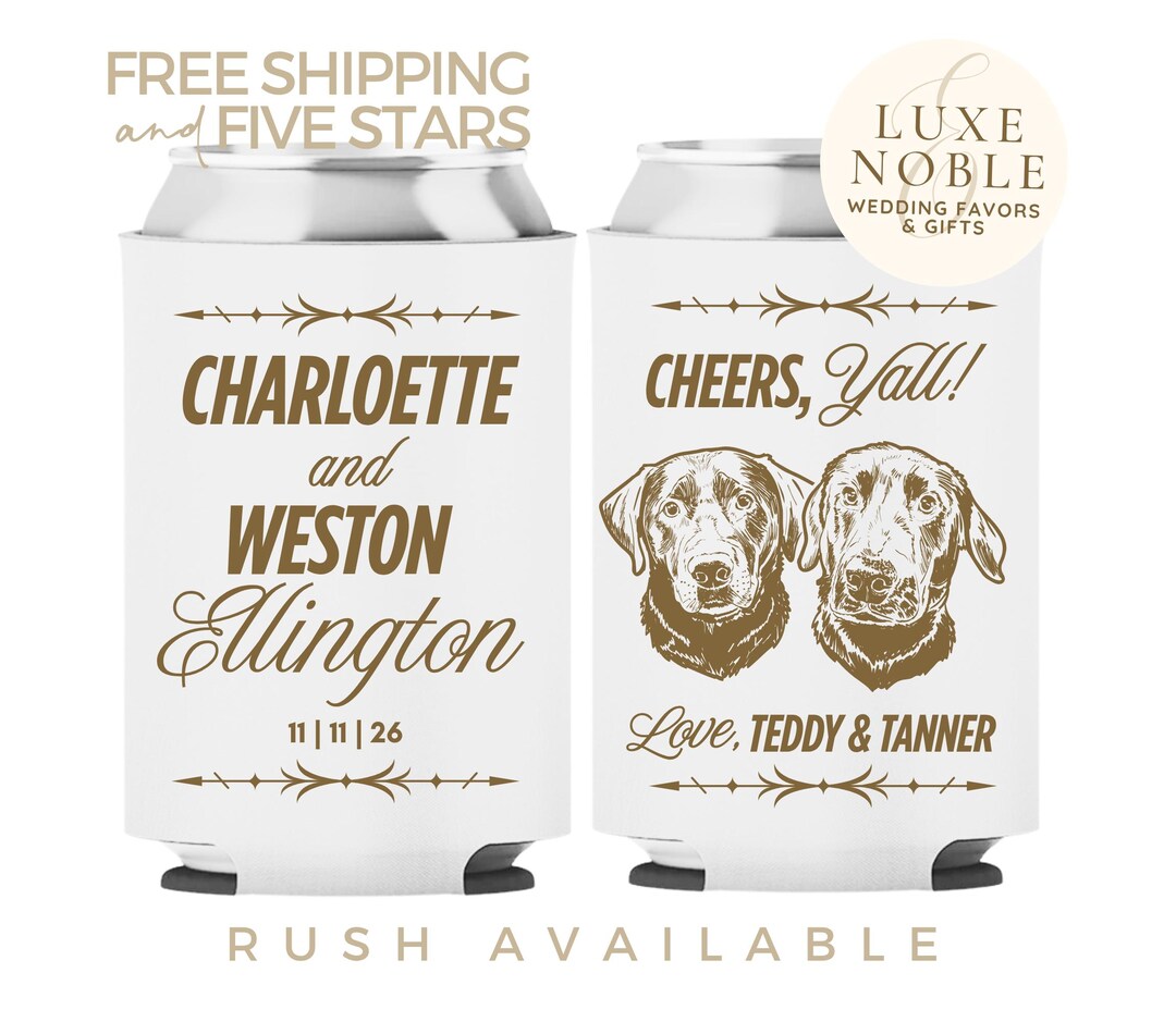Custom Western Wedding Can Coolers, Rustic Country Wedding Favors ...