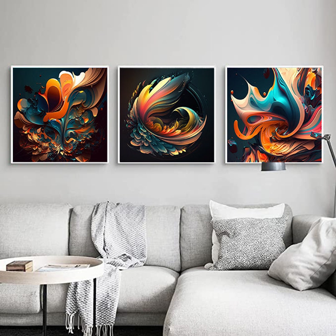 Vibrant Modern Abstract Art Work Set of 3 Digital Downloads - Etsy