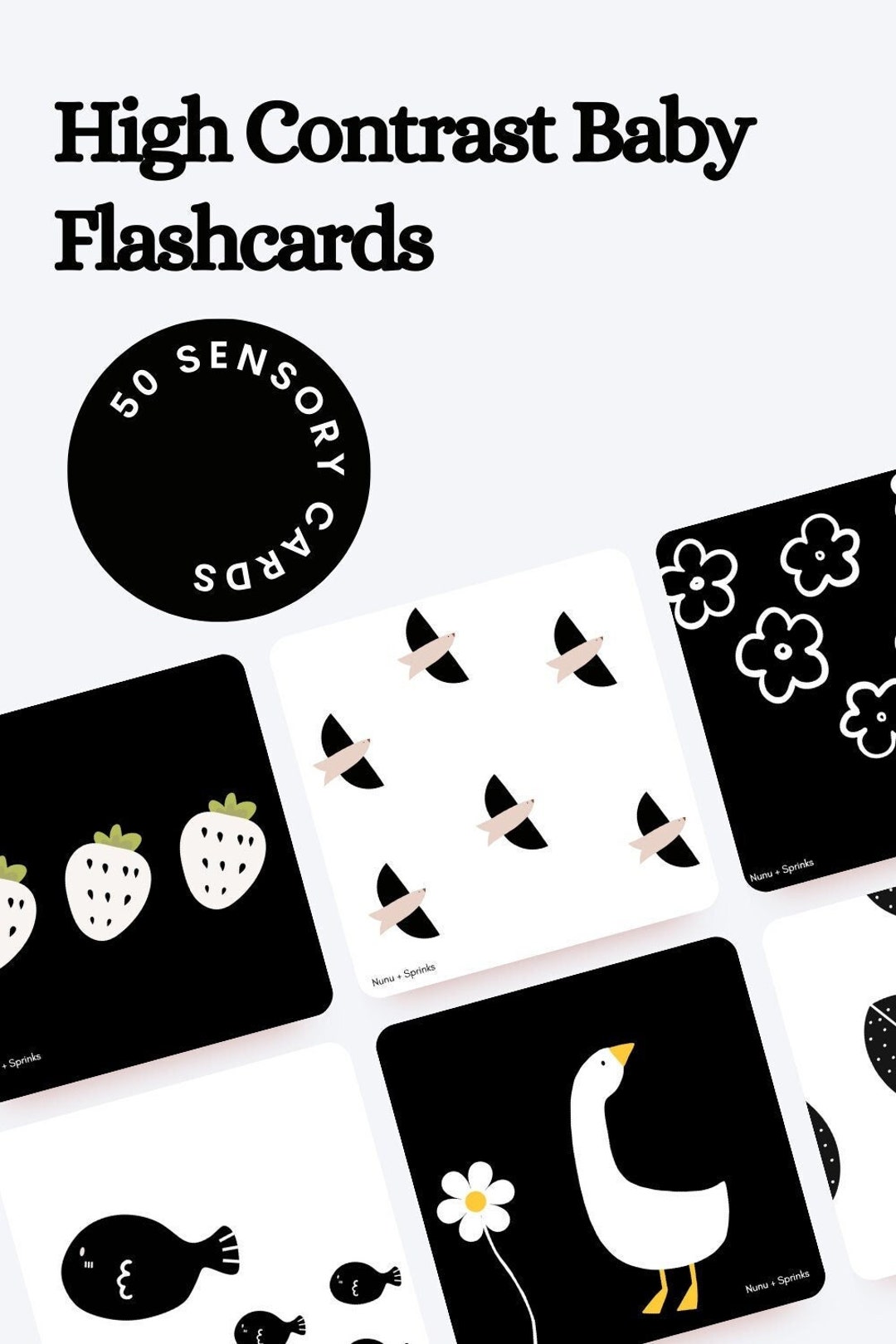 High Contrast Montessori Inspired Baby Flashcards | Baby Sensory Cards ...