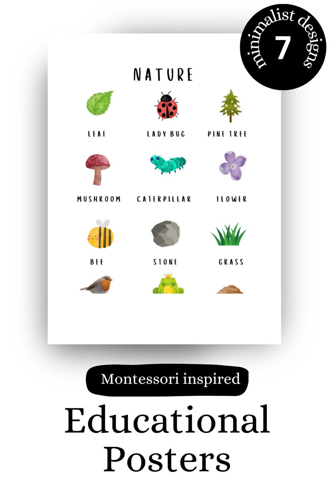 Set of 7 Educational Posters | Montessori Wall Art | Homeschool Decor ...