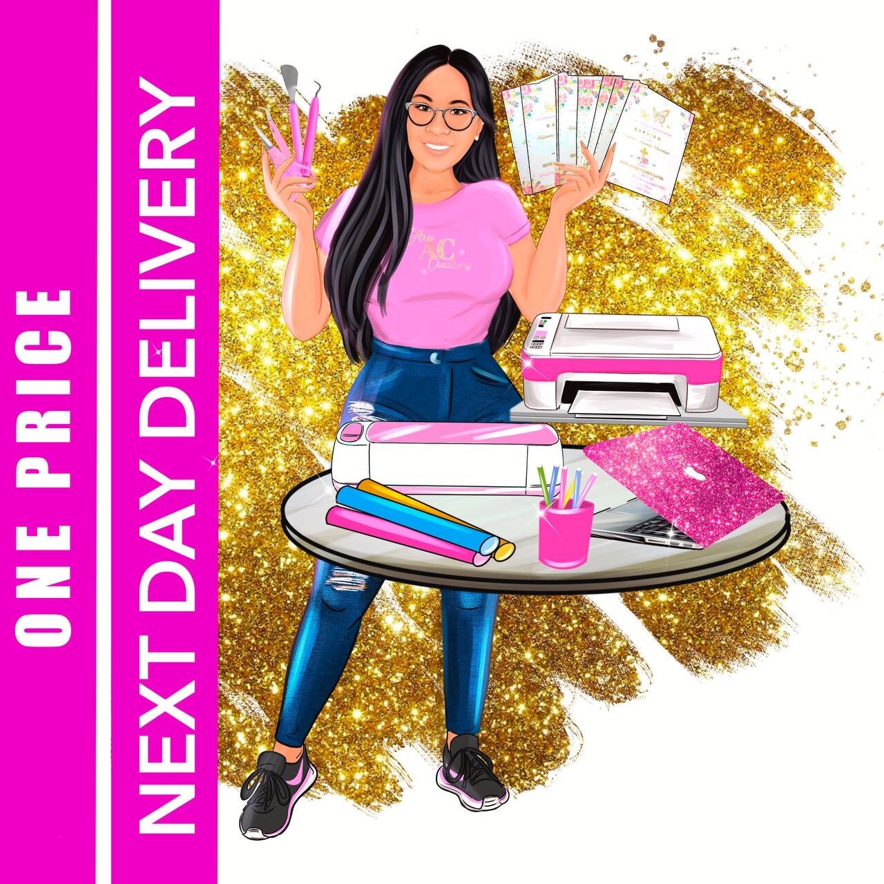 Cricut Crafter Logo, Business Cartoon Logo, Cartoon Portrait, Custom ...