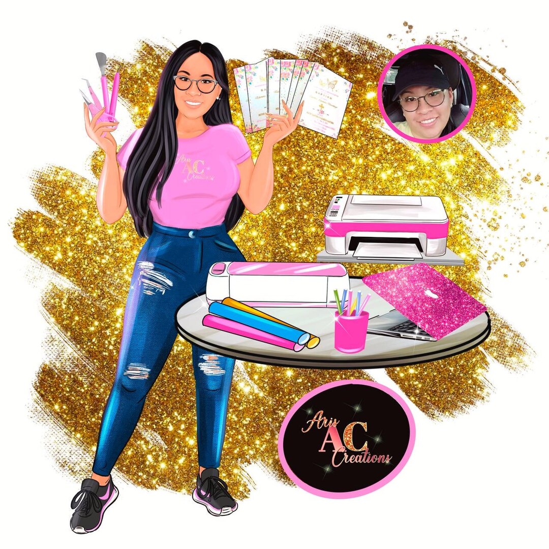 Cricut Crafter Logo, Business Cartoon Logo, Cartoon Portrait, Custom ...