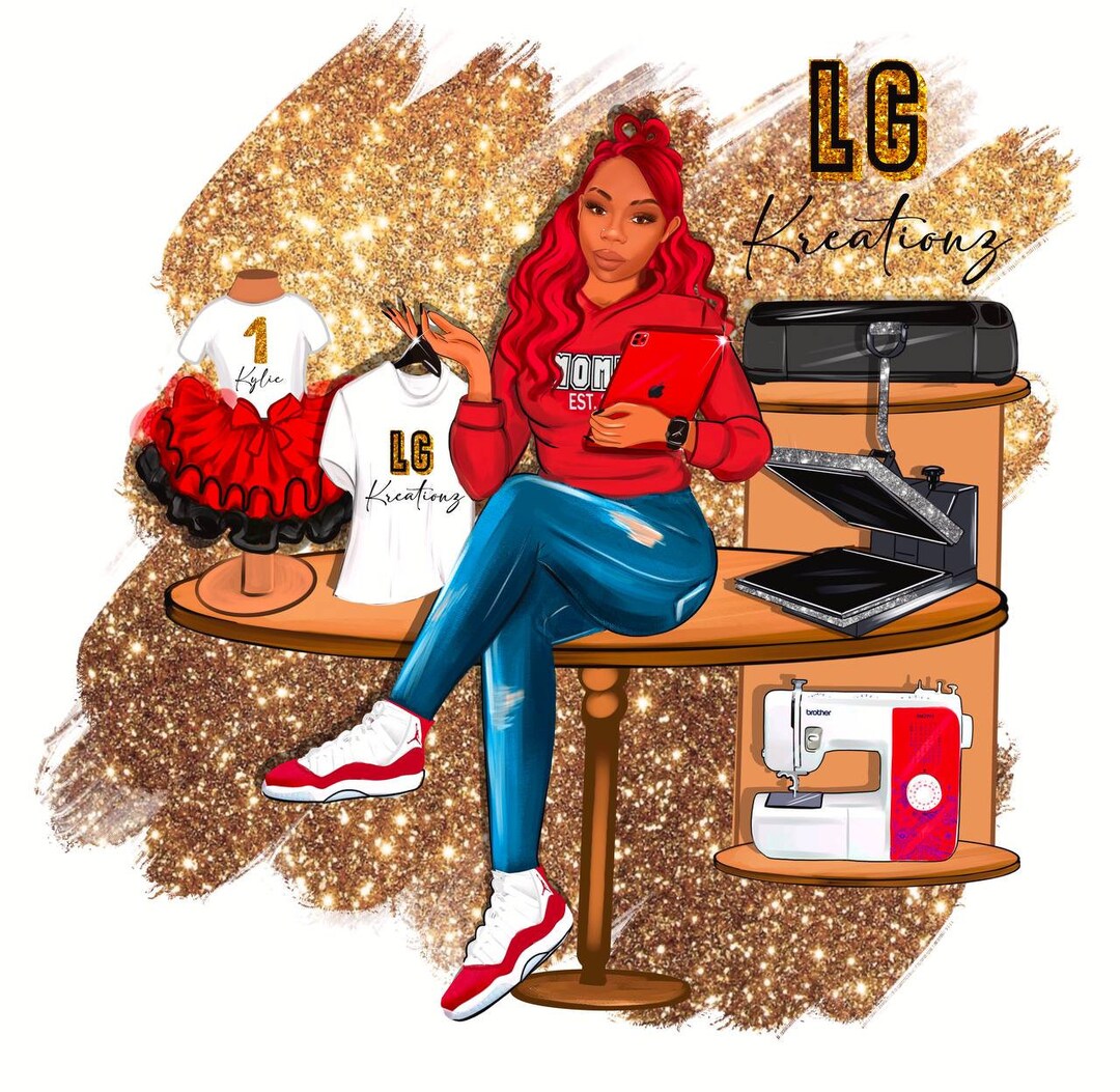 Cricut Crafter Logo, Business Cartoon Logo, Cartoon Portrait, Custom ...