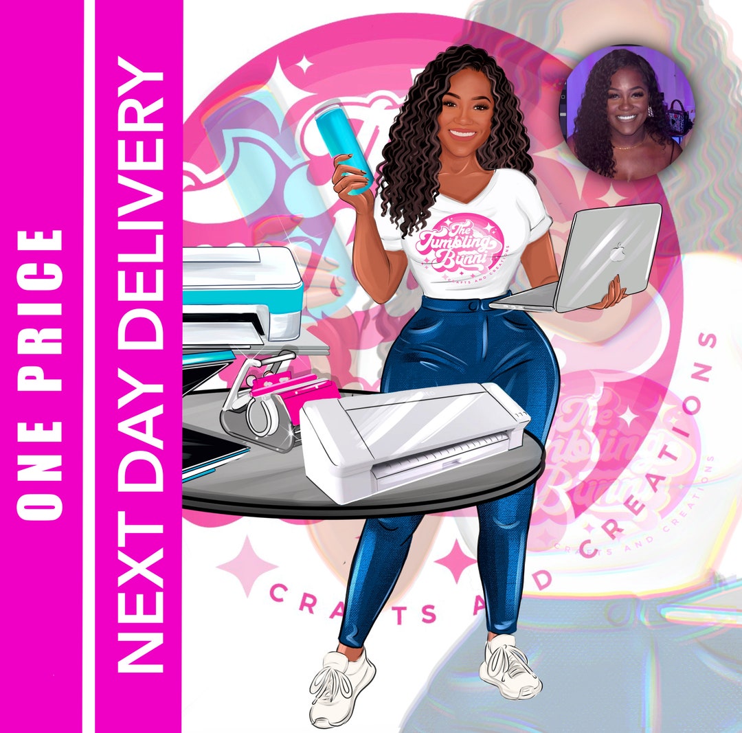 Cricut Crafter Logo, Business Cartoon Logo, Cartoon Portrait, Custom ...