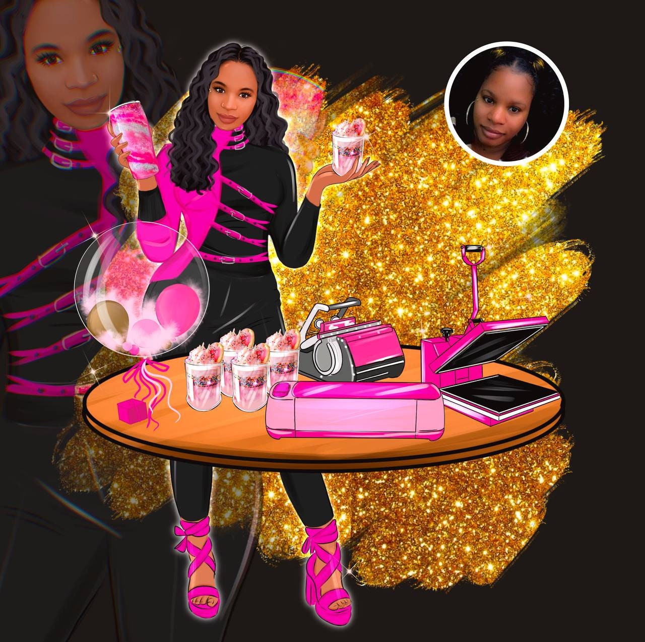 Cricut Crafter Logo, Business Cartoon Logo, Cartoon Portrait, Custom ...