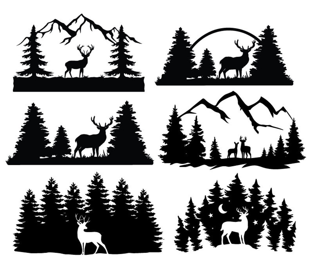 Reh Wald Plotterdatei, Hirsch svg, Wald svg, Wald svg, Wald Silhouette, Wald Plotterdatei, Wald ...