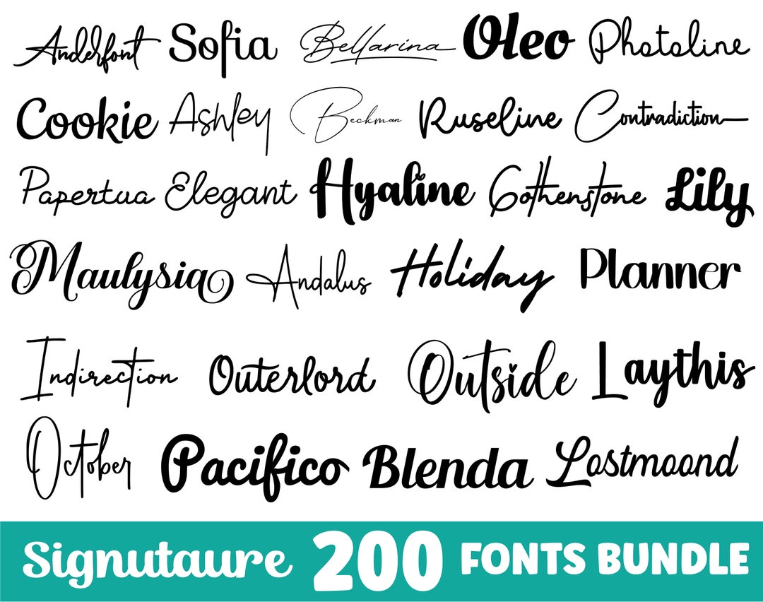 Die ultimativen 200 Procreate-Schriftarten, Signature-Schriftartenpaket ...