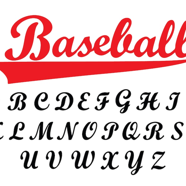 Baseball Font With Tail - Etsy