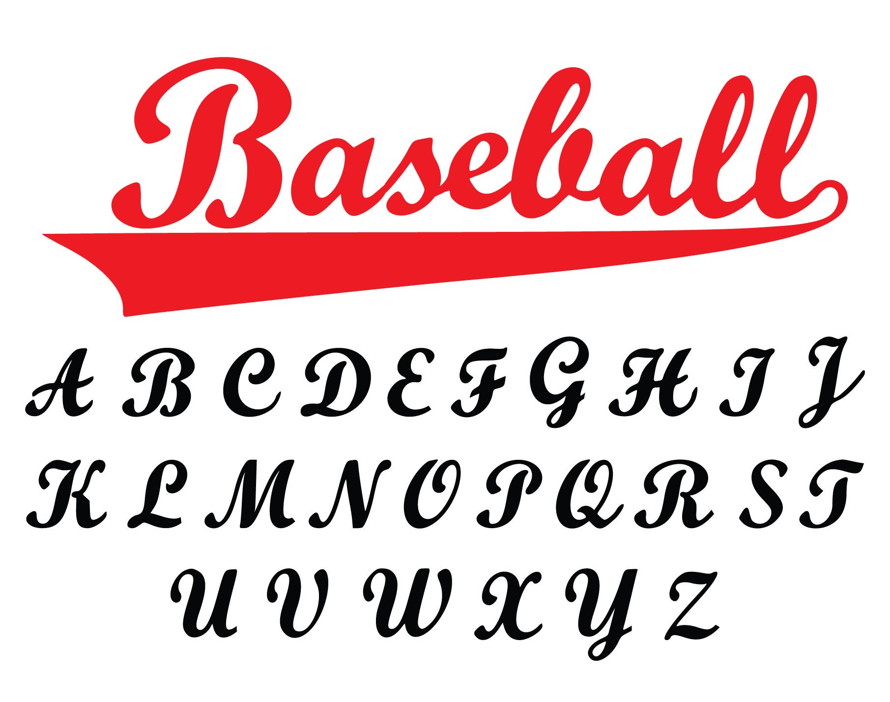 Baseball Font Baseball Font With Tail Svg Sport Font - Etsy