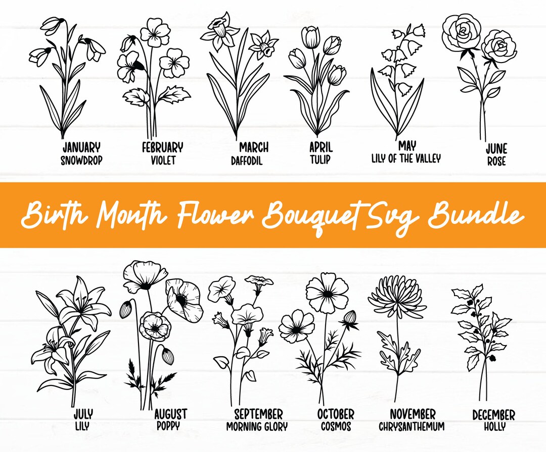 Birth Month Flower SVG Bundle Flower Svg Floral Svg Birth - Etsy Australia