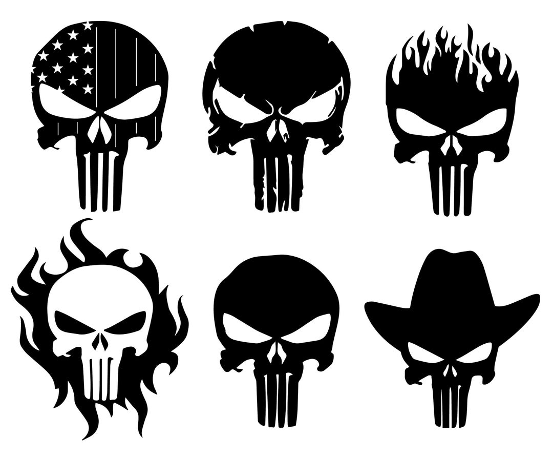 Punisher Skull Svg Bundle, Punisher SVG, Silhouette, Skull Svg, Cut ...