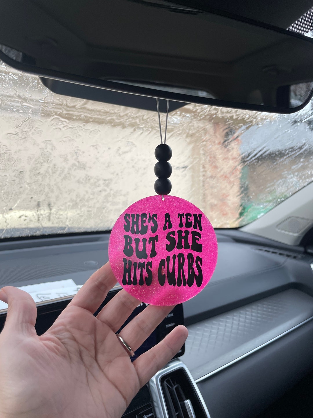 Rear View Mirror Accessories, Glitter Car Charm, Cute Car Accessories ...