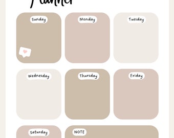 Weekly Blank Planner Page Simple Weekly Schedule Calendar - Etsy