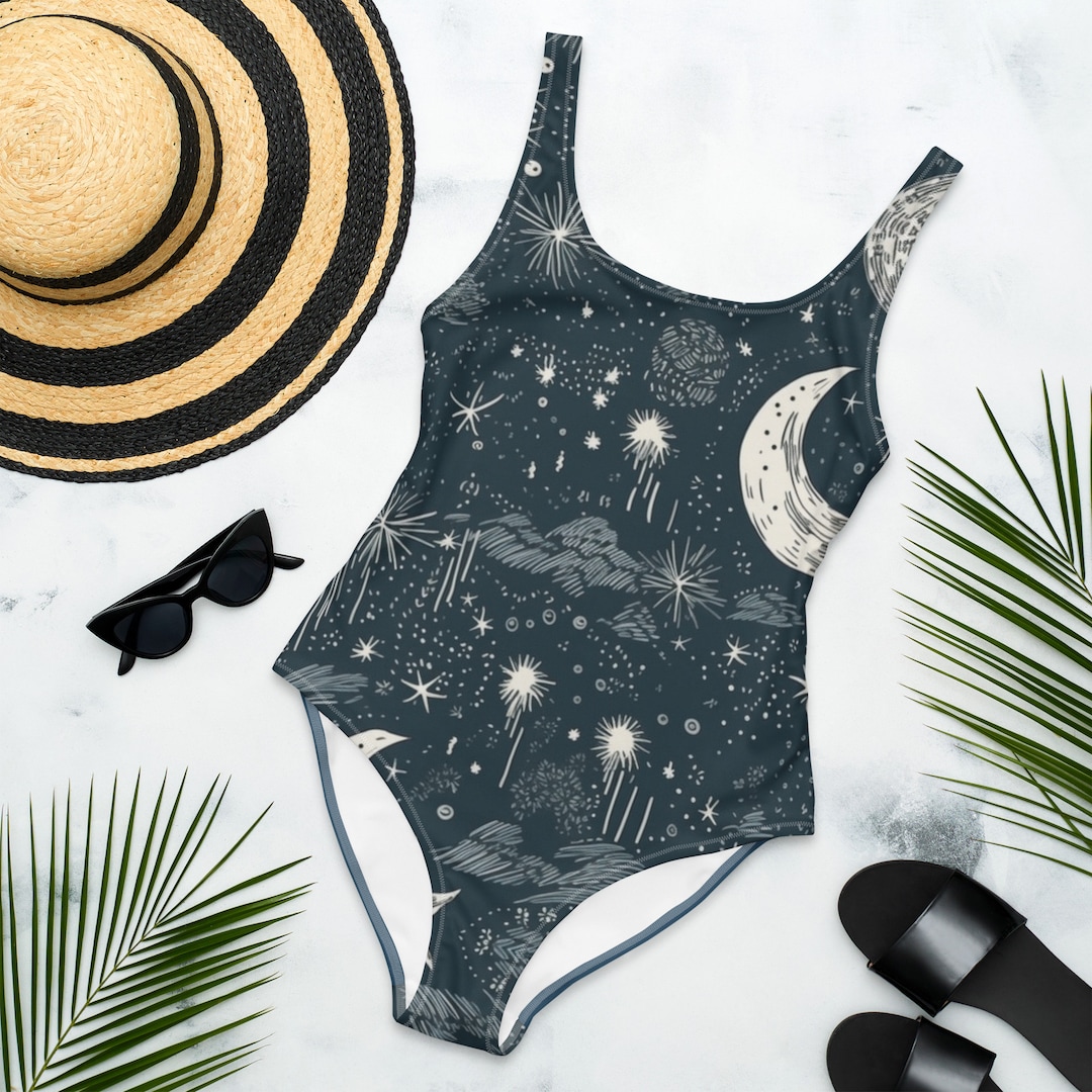 Women's Moon and Stars One-piece Swimsuit, Astrological Bathing Suit ...