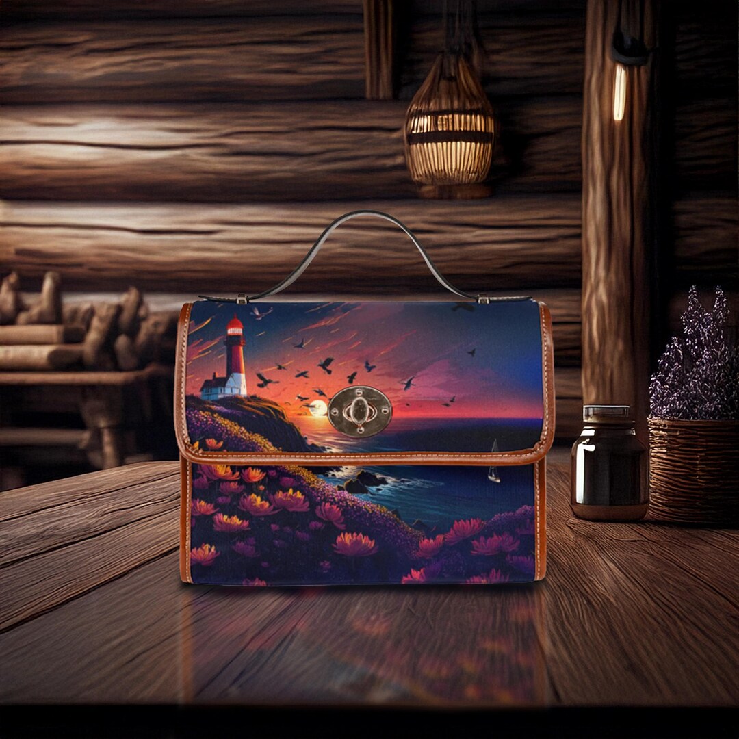 Lighthouse at Dusk Waterproof Handbag, Nautical Decorer, Beacon Print ...