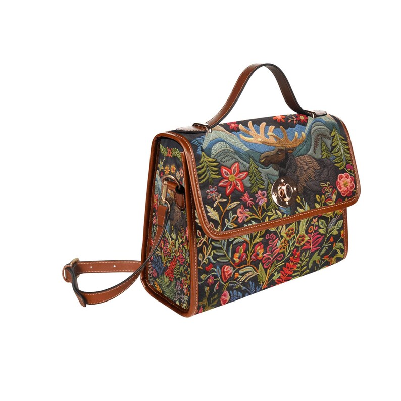 Moose Faux Embroidered Floral Waterproof Handbag, Boho Cottagecore ...