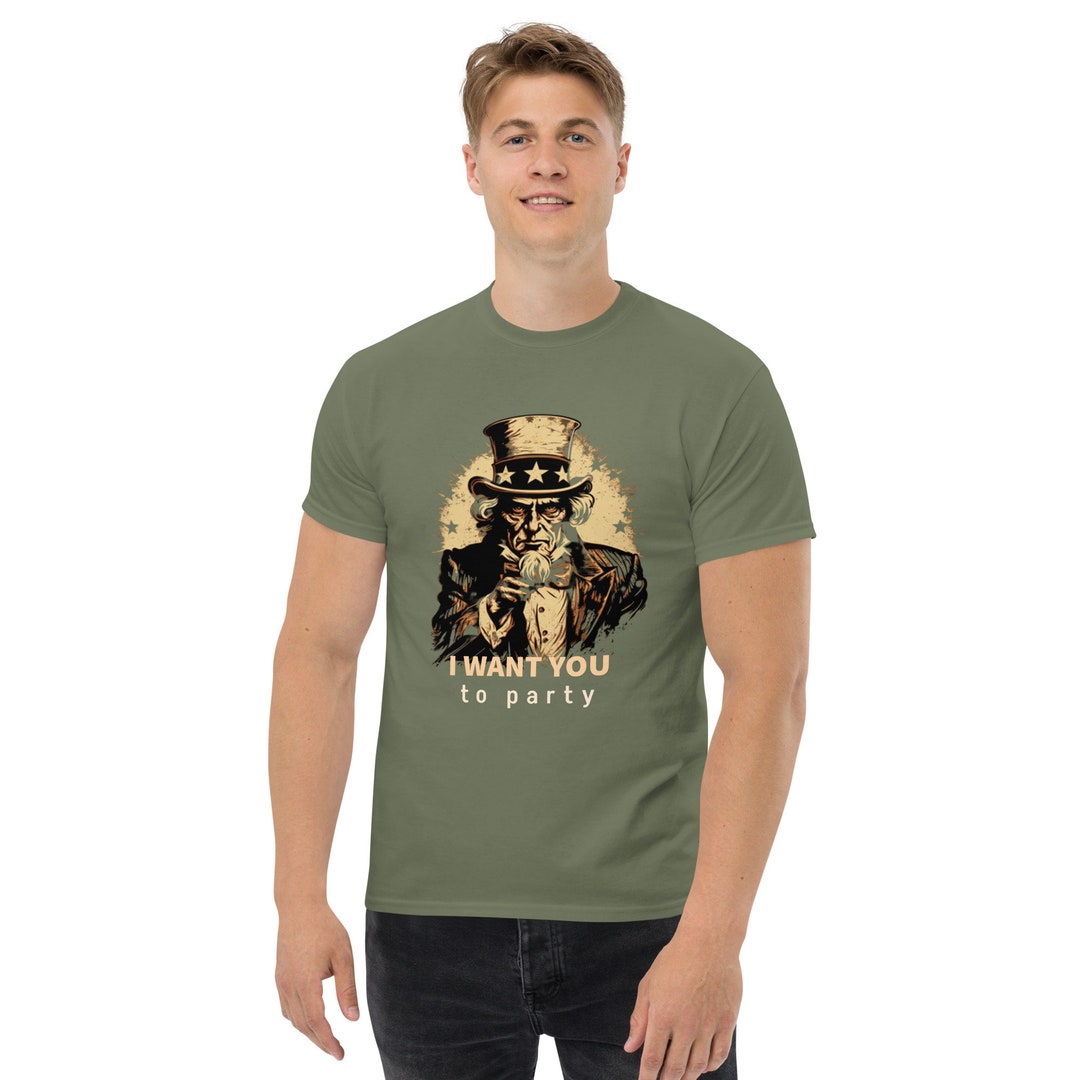 Men's Uncle Sam Classic Tee, I Want You to Party T-shirt, Fourth of ...