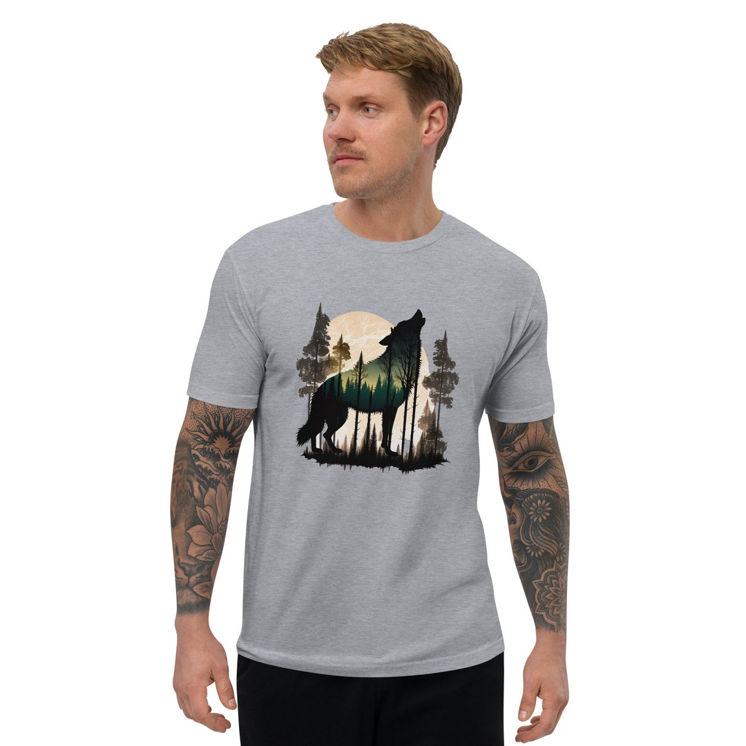 Wolf Silhoutte Shirt, Wolf & Woods, Retro Wolf, Wolf Lover Gift, Animal ...