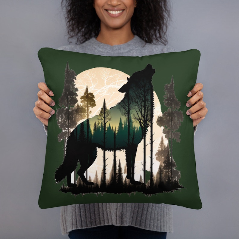 Alpha Wolf Pillow, Wolf Throw Pillow, Animal Pillow, Wolf Gift, Howling ...